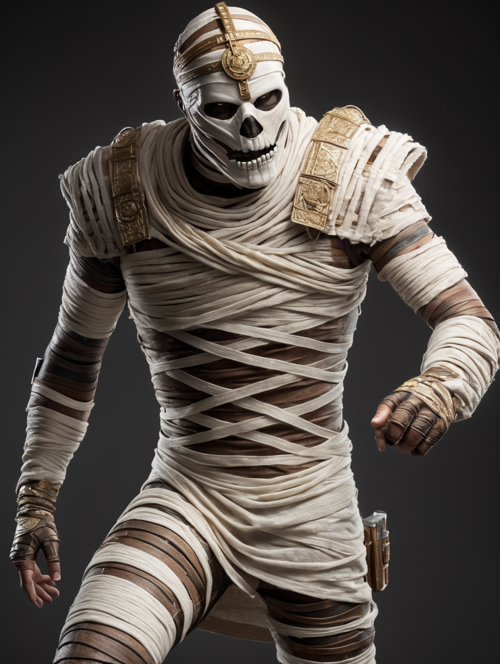 Premium Free ai Images | photograph of mummy costume covered in ...