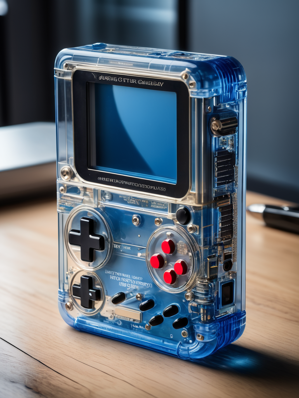 Premium Free ai Images | see through blue translucent game boy designed ...