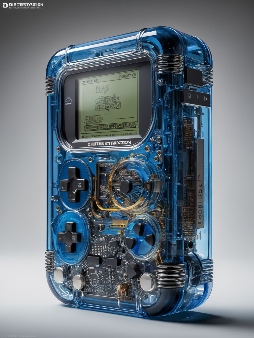 Premium Free ai Images | see through blue translucent game boy designed ...