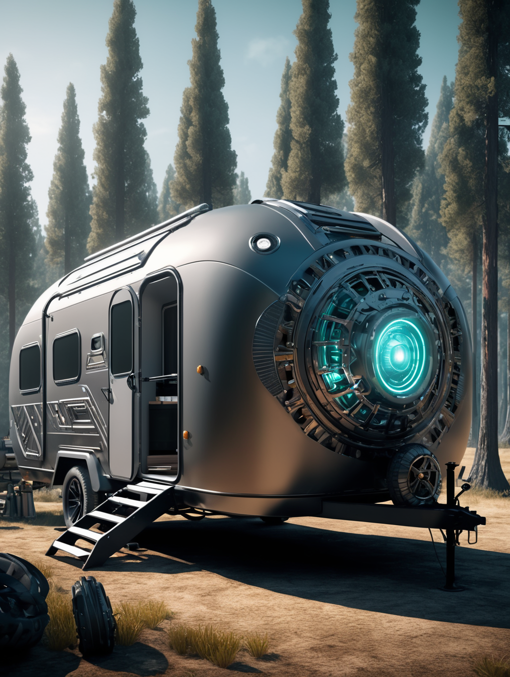 Premium Free ai Images | alien camping trailers biomechanics full ...