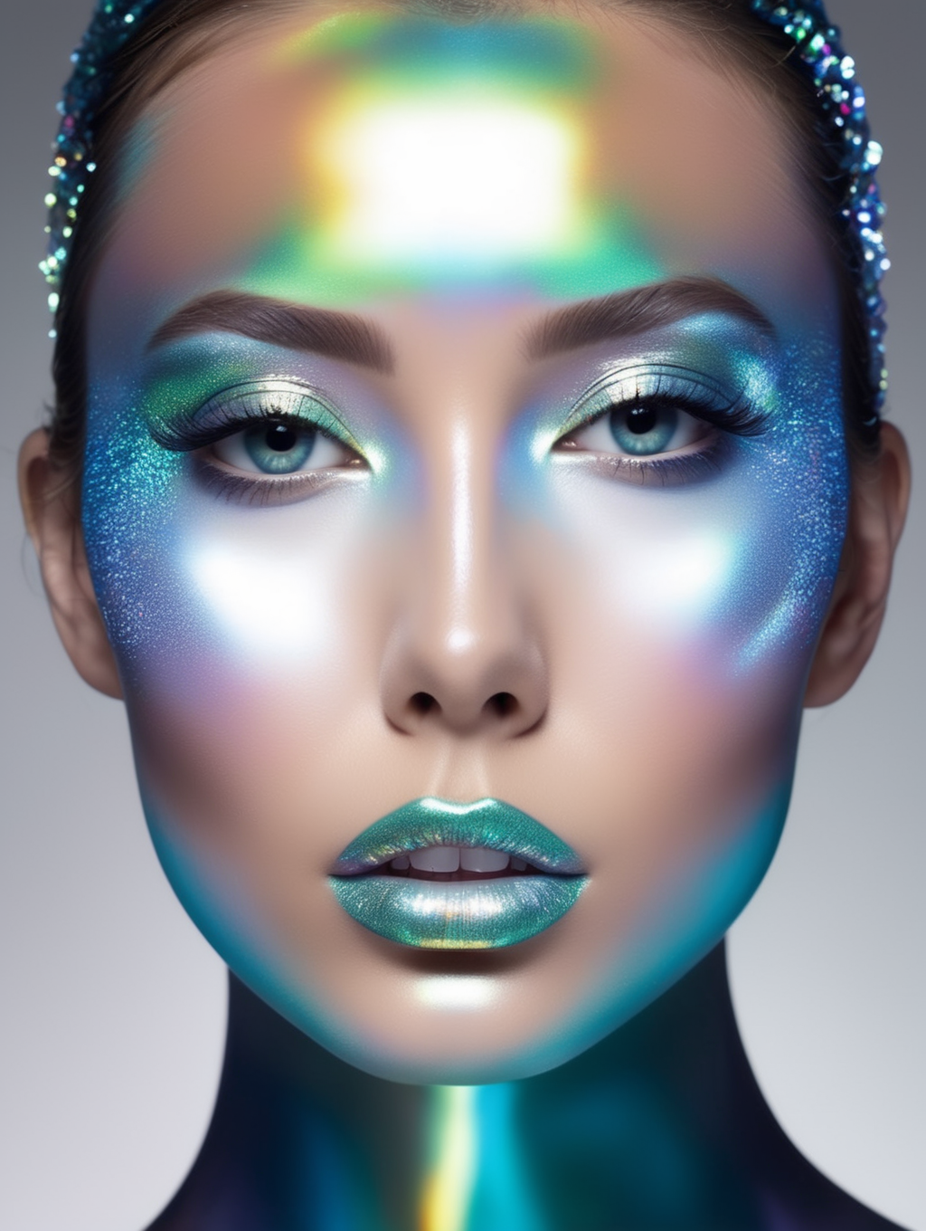 Premium Free ai Images | mesmerizing holographic face materials shimmer ...