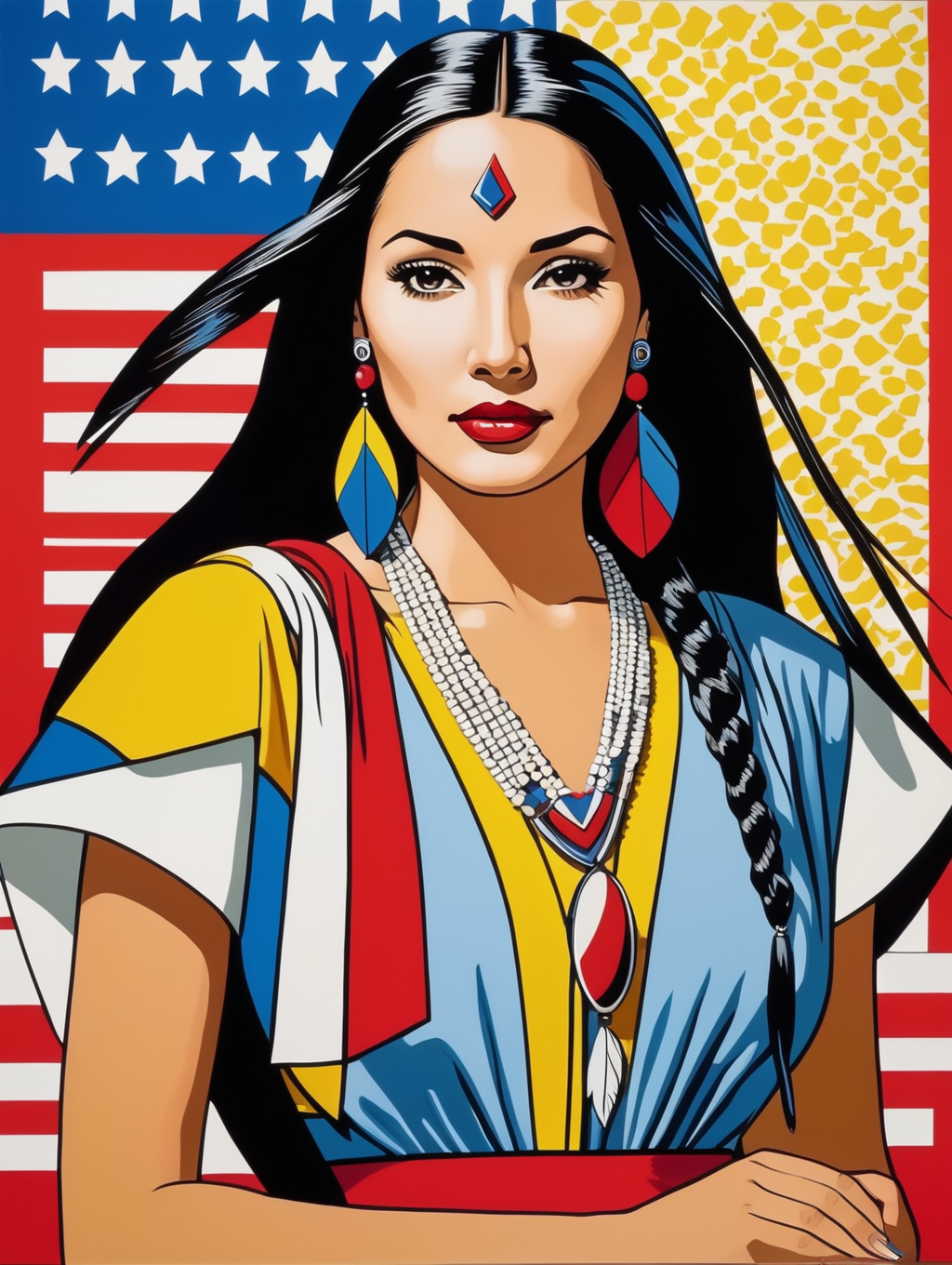 Premium Free ai Images | pocahontas painting pop art usa style of roy ...