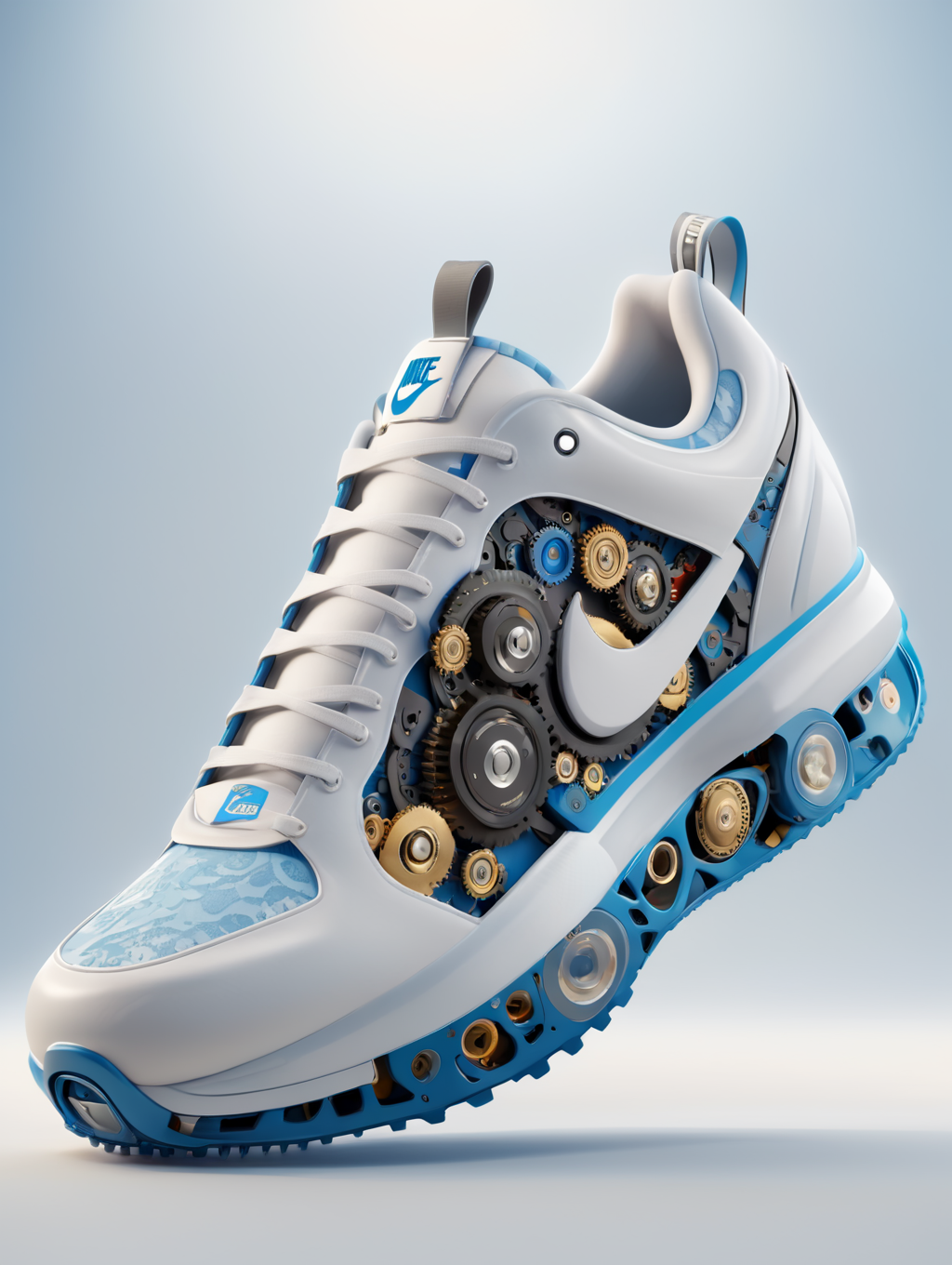 Premium Free ai Images | nike sneakers made out gears wires mechanical ...