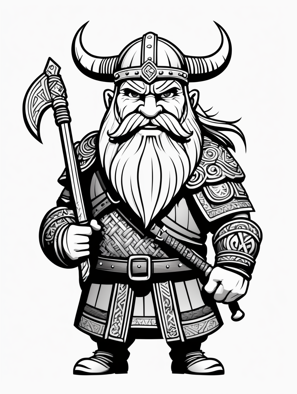 Premium Free ai Images | draw single viking stylistic line character ...
