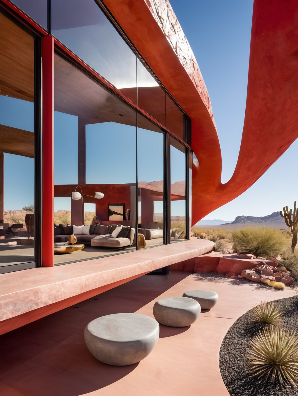 Premium Free ai Images | modern organic contemporary red rock desert house