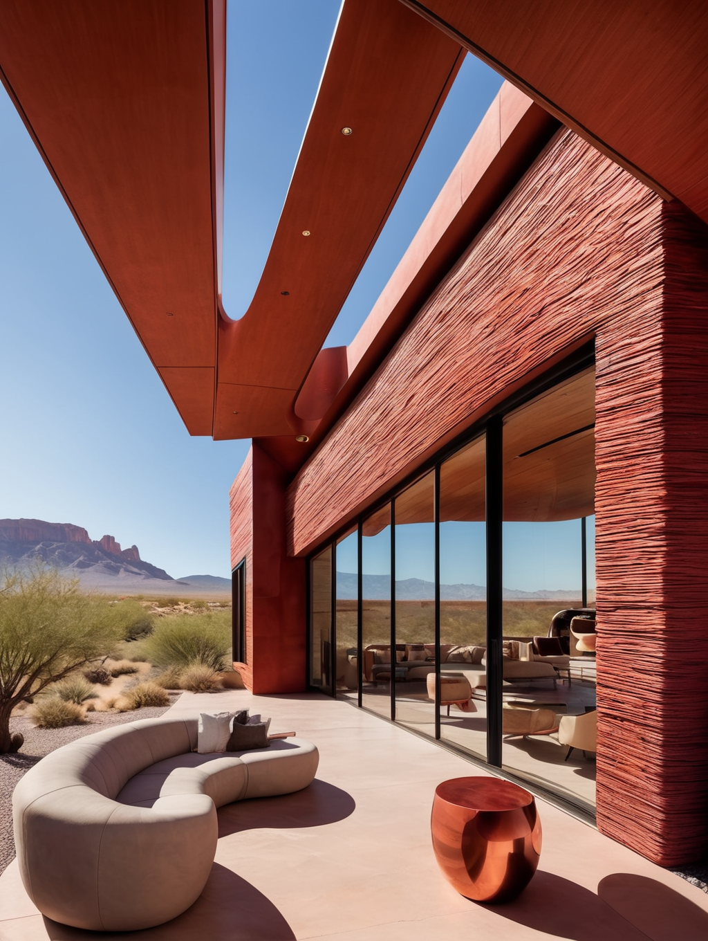 Premium Free ai Images | modern organic contemporary red rock desert house
