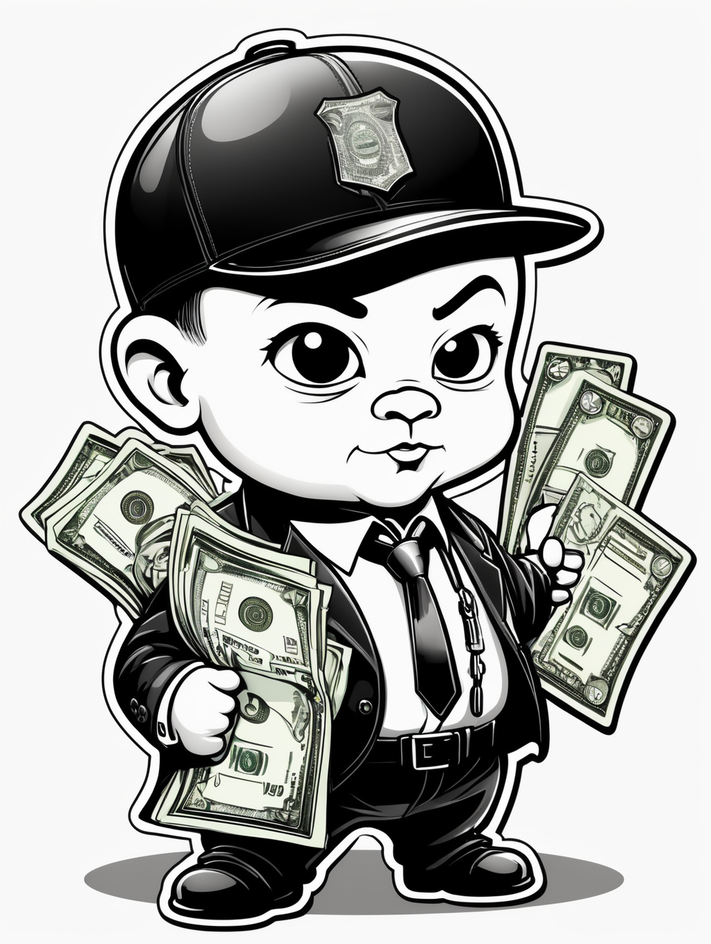 Premium Free ai Images | gangsta baby cheerub boss sticker with bag of ...