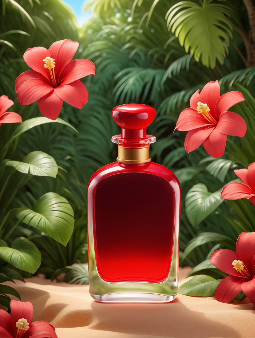Premium Free ai Images | an ad shot of plain perfume red bottle in ...