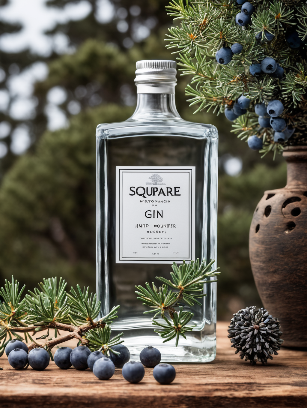 Premium Free ai Images | professional photography of square gin bottle ...