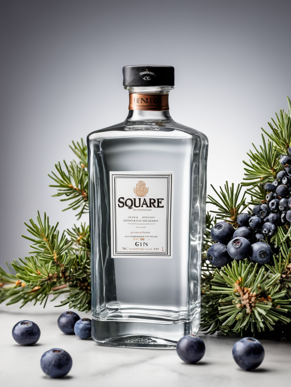 Premium Free ai Images | professional photography of square gin bottle ...