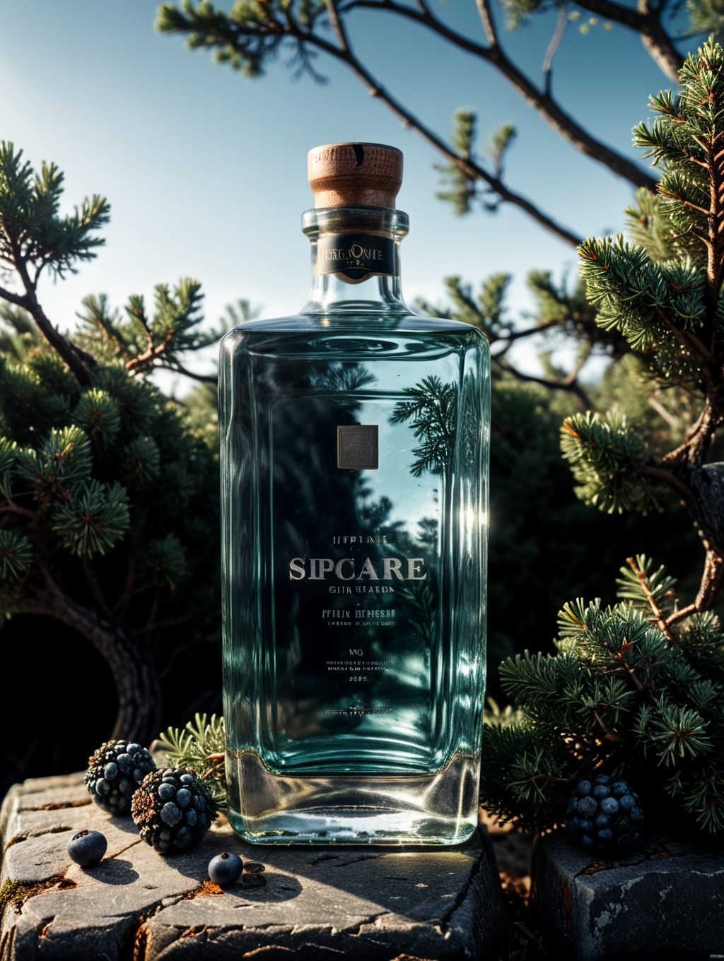 Premium Free ai Images | professional photography of square gin bottle ...