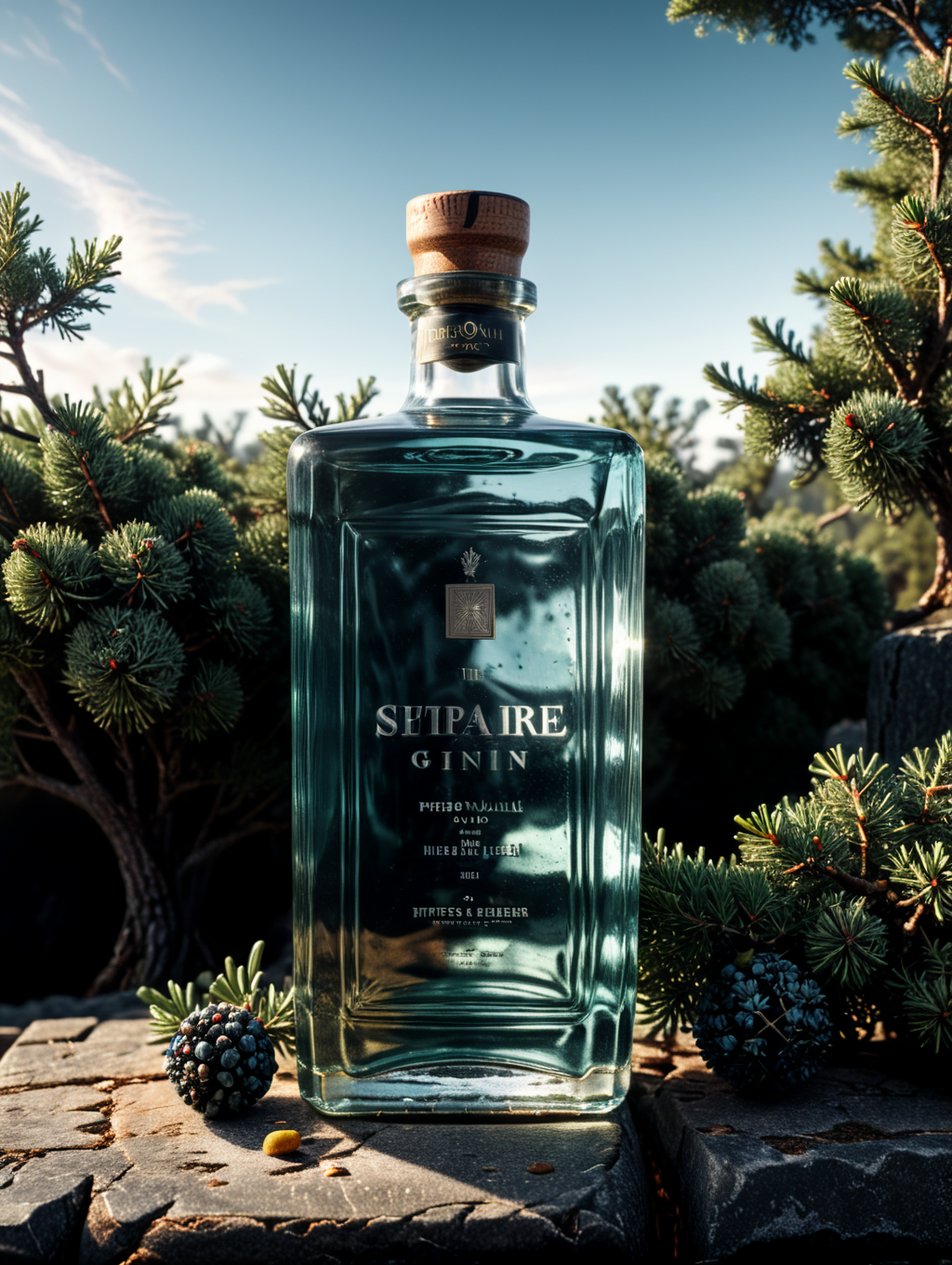 Premium Free ai Images | professional photography of square gin bottle ...