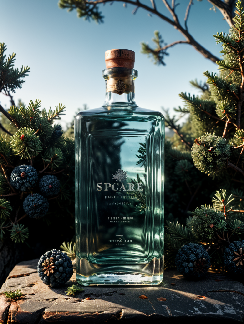 Premium Free ai Images | professional photography of square gin bottle ...