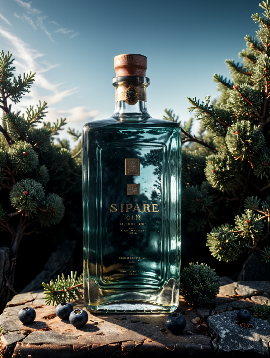 Premium Free ai Images | professional photography of square gin bottle ...