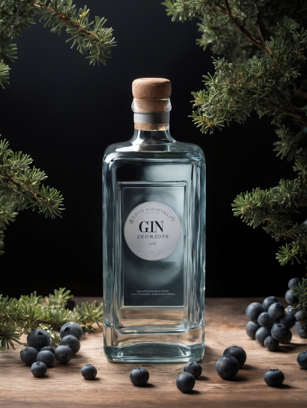 Premium Free ai Images | professional photography of square gin bottle ...