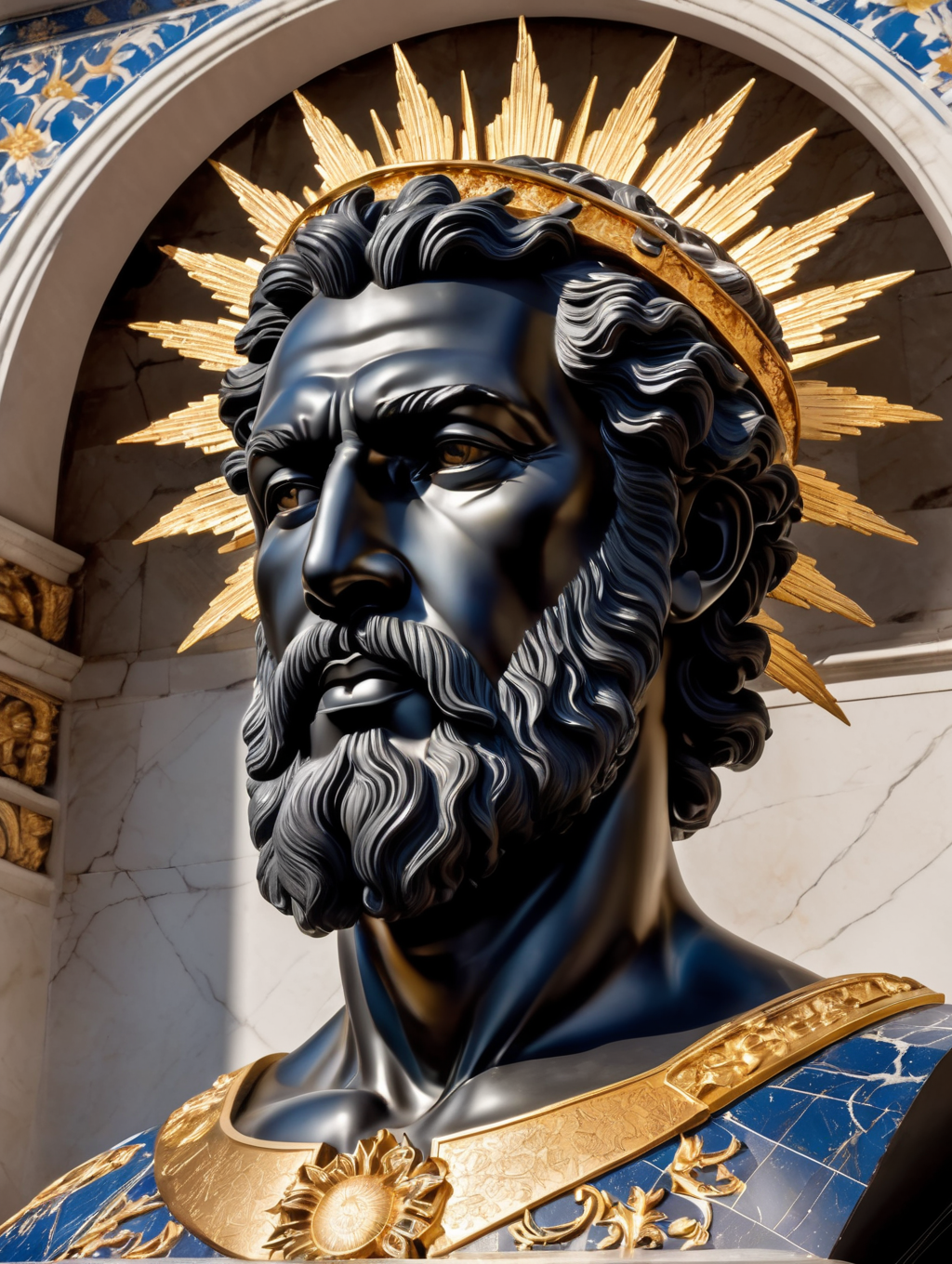 Premium Free ai Images | black matte marble statue of zeus ray of the ...