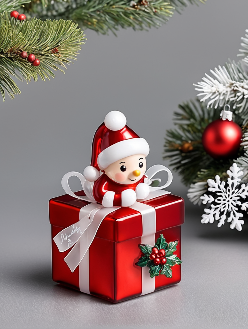 Premium Free ai Images | macron small glass glass figure holding gift ...