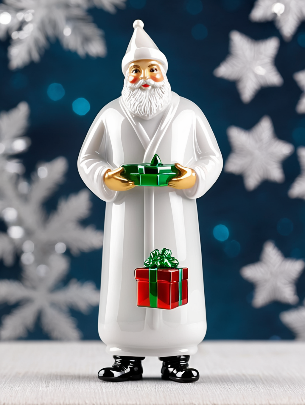 Premium Free ai Images | klan man small glass glass figure holding gift ...