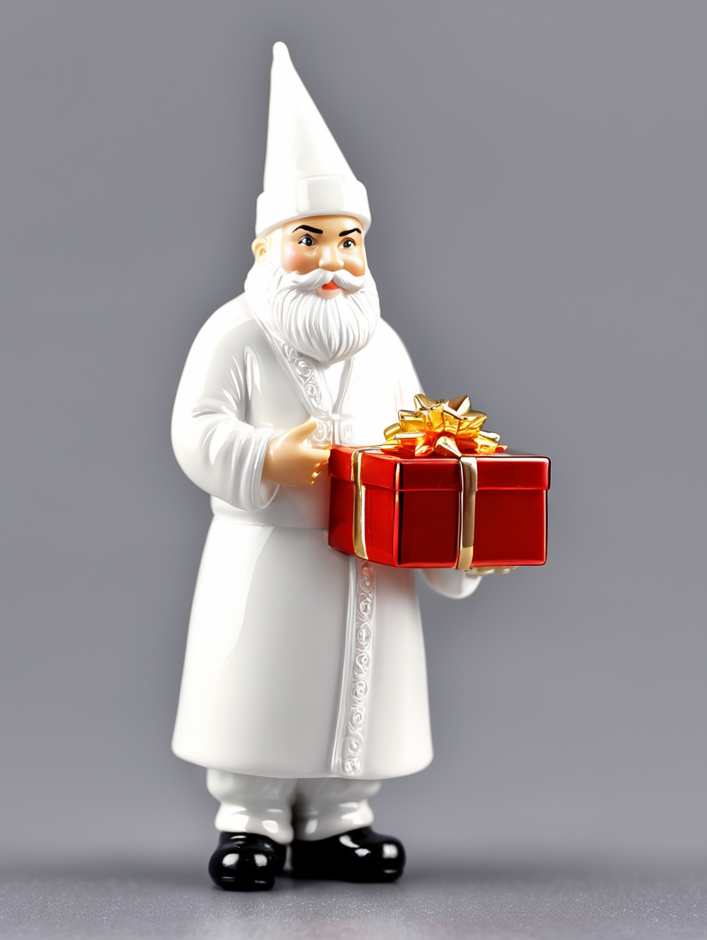 Premium Free ai Images | klan man small glass glass figure holding gift ...