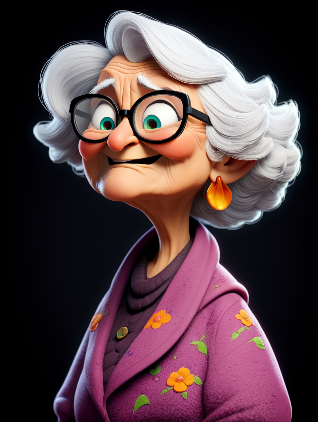 Premium Free ai Images | old women character with black glasses cartoon ...