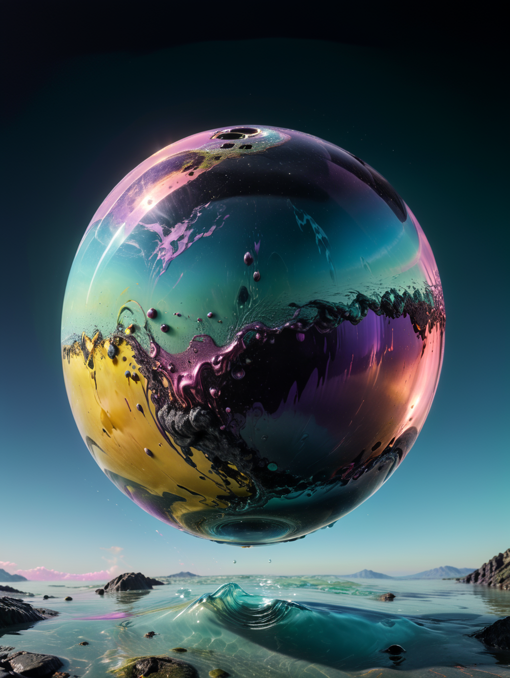 Premium Free ai Images | singular object floating in mid air trippy ...