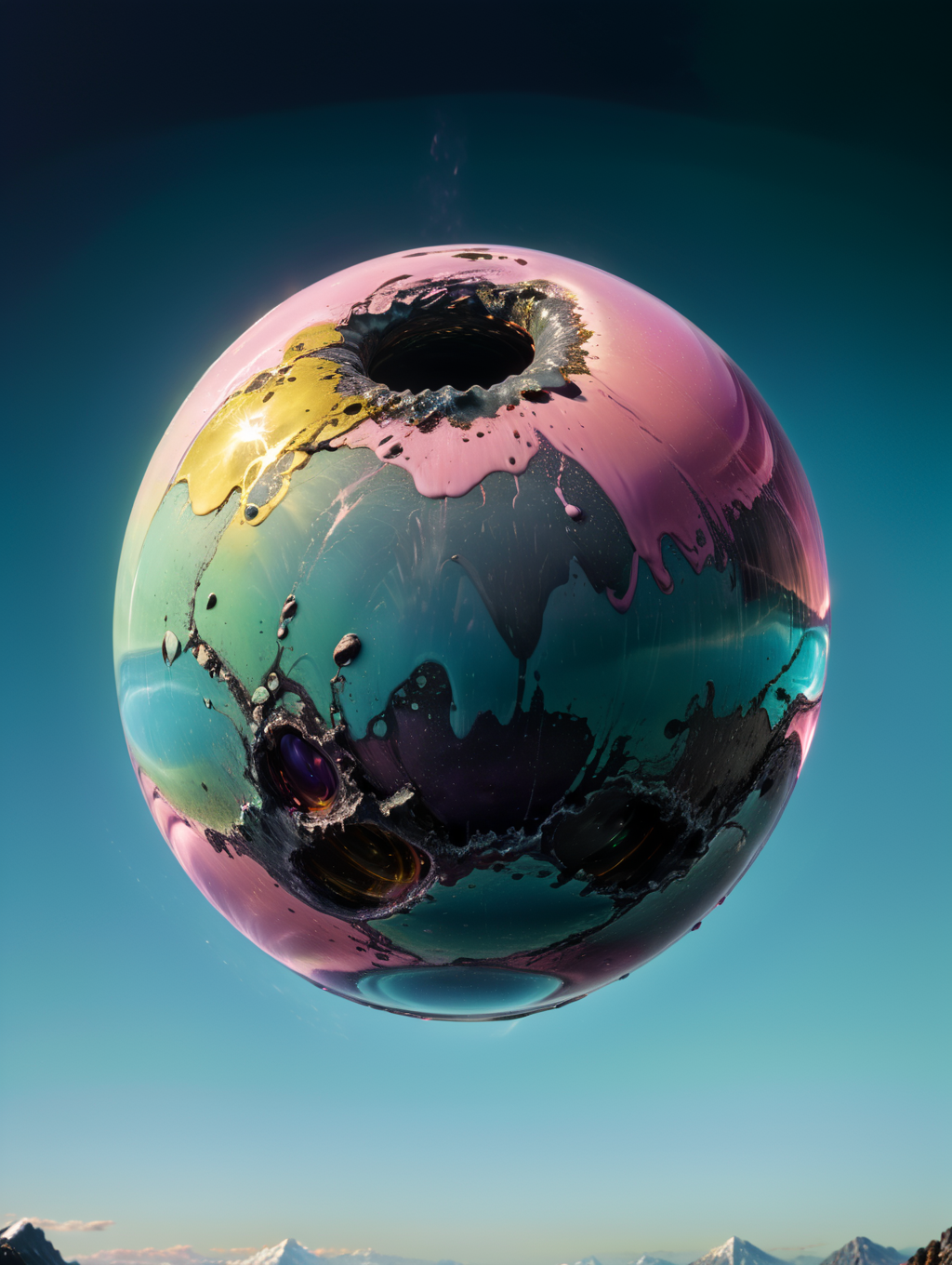 Premium Free ai Images | singular object floating in mid air trippy ...