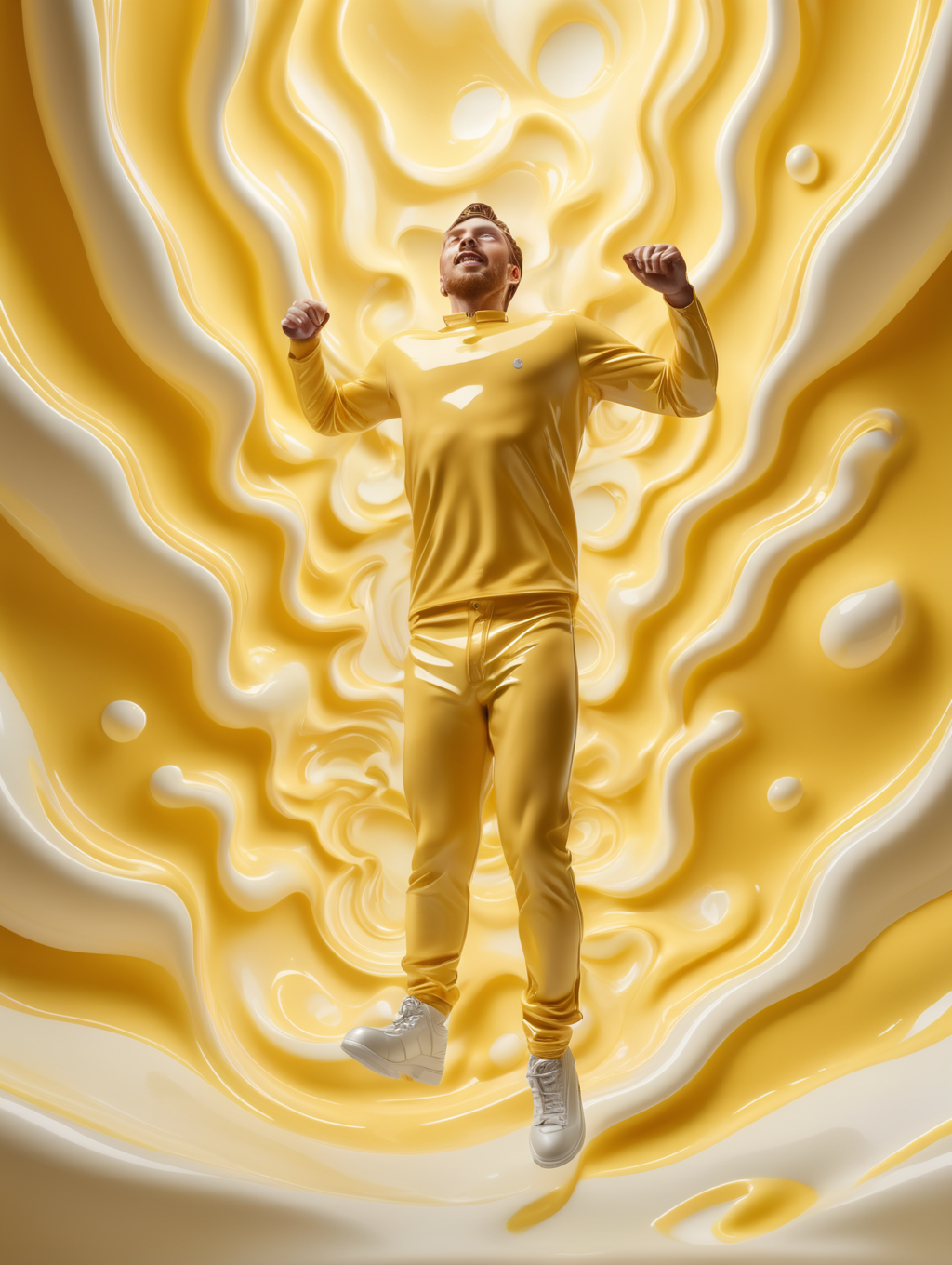 Premium Free ai Images | person made of butter object floating in mid ...