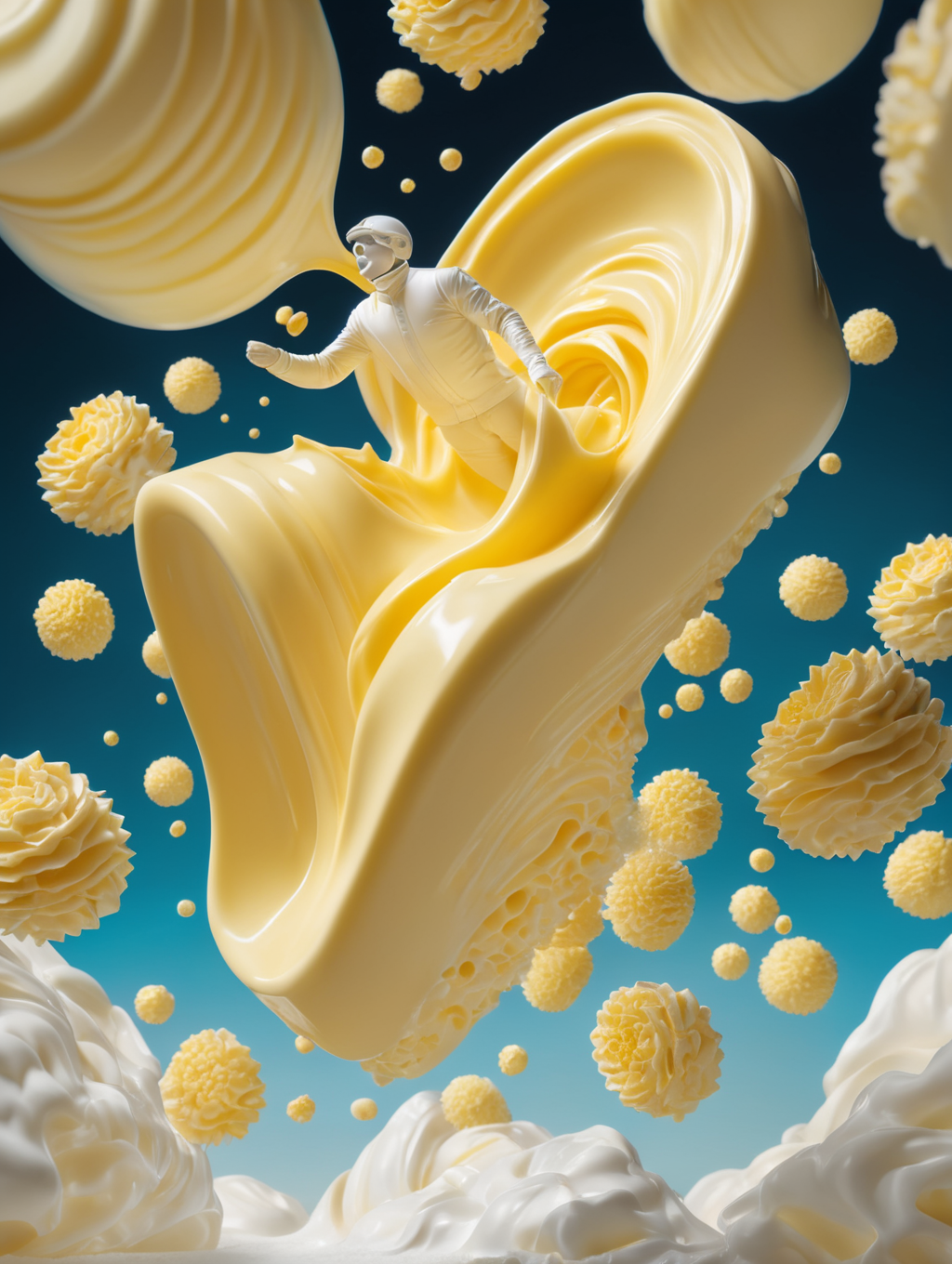 Premium Free ai Images | person made of butter object floating in mid ...