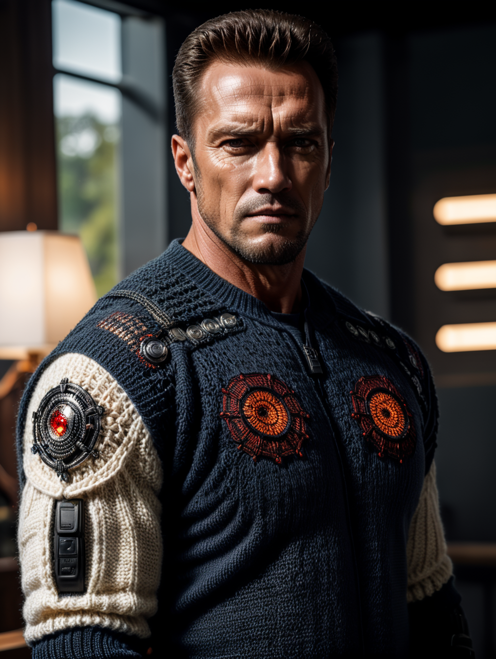 Premium Free ai Images | terminator wearing very hirsute crocheted ...