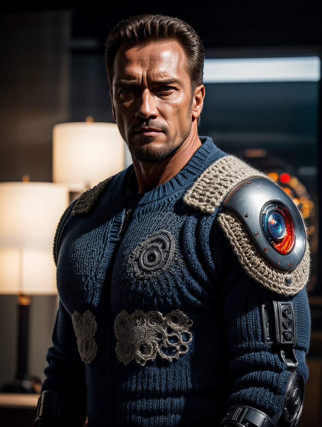 Premium Free ai Images | terminator wearing very hirsute crocheted ...