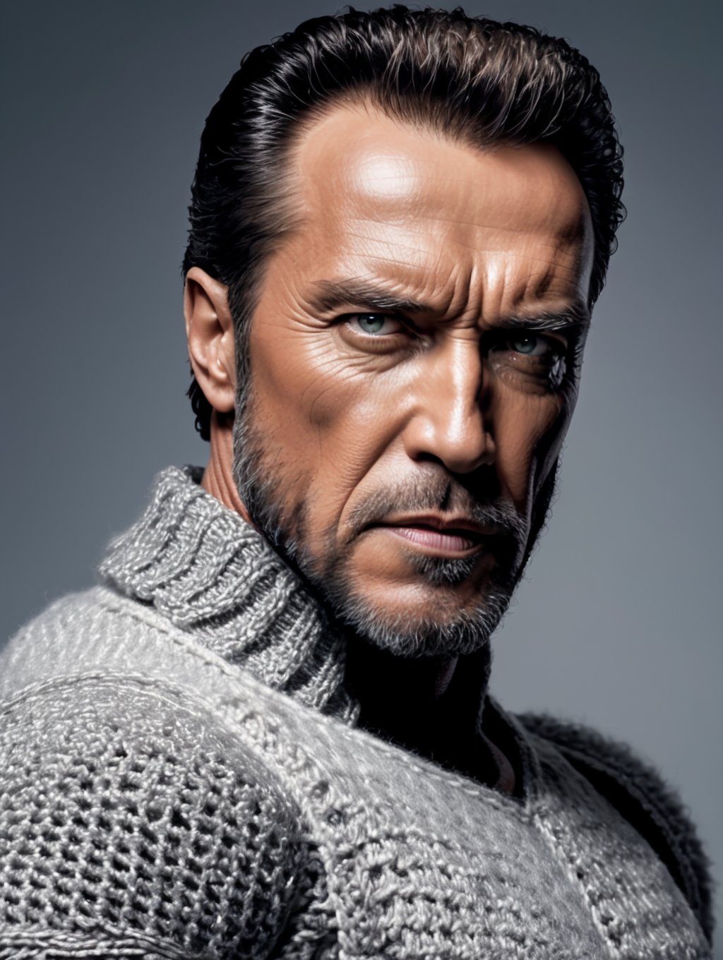 Premium Free ai Images | terminator wearing very hirsute crocheted ...