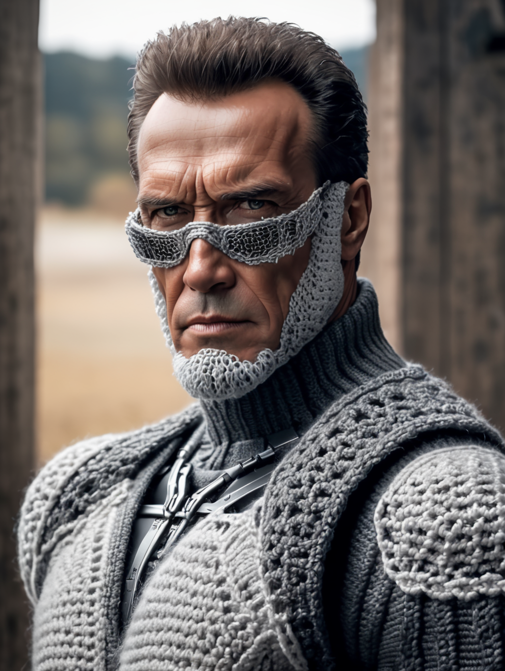 Premium Free ai Images | terminator wearing very hirsute crocheted ...