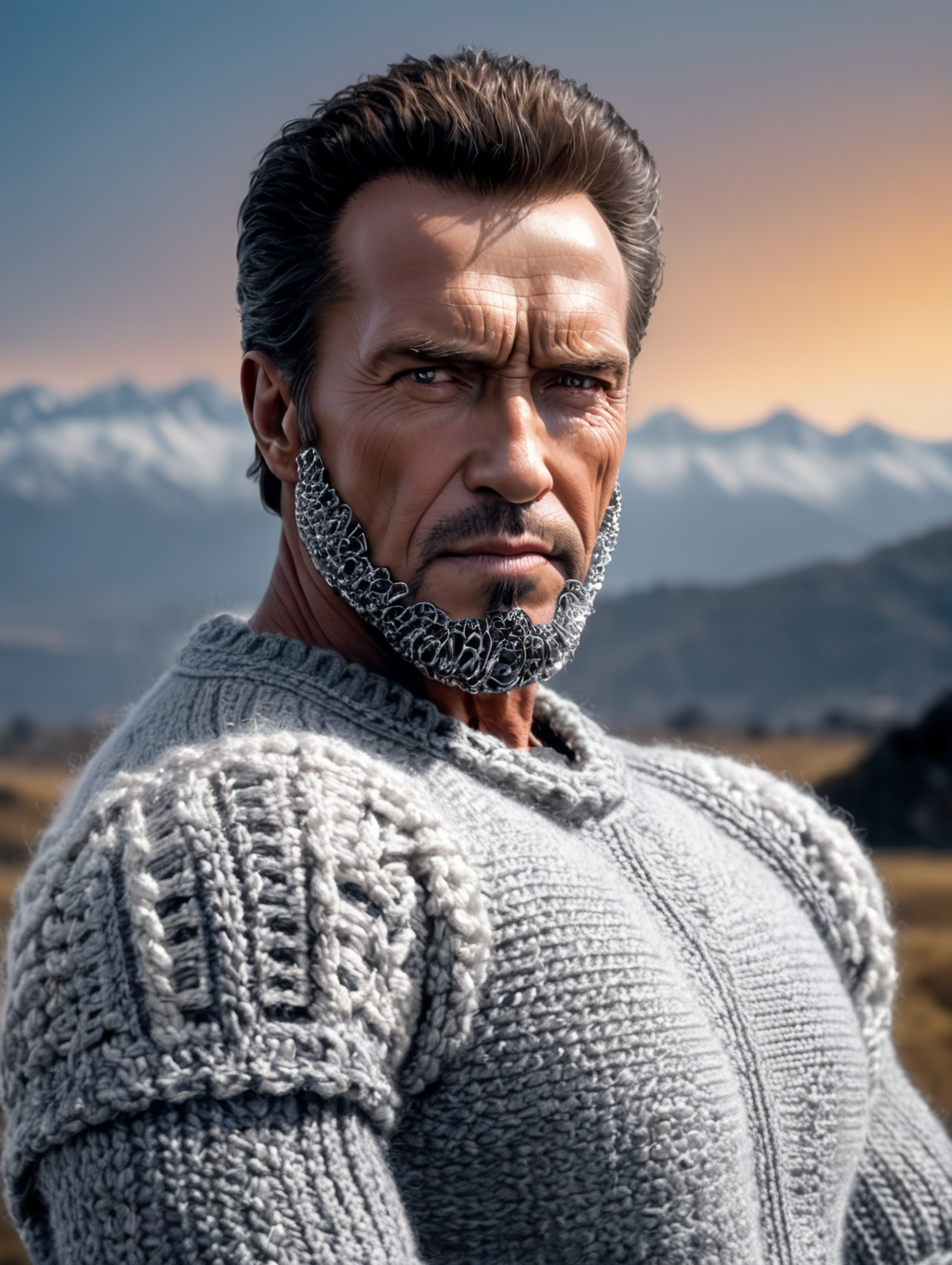 Premium Free ai Images | terminator wearing very hirsute crocheted ...