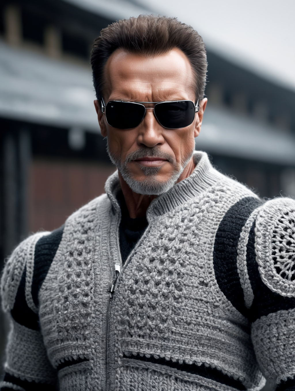 Premium Free ai Images | terminator wearing very hirsute crocheted ...