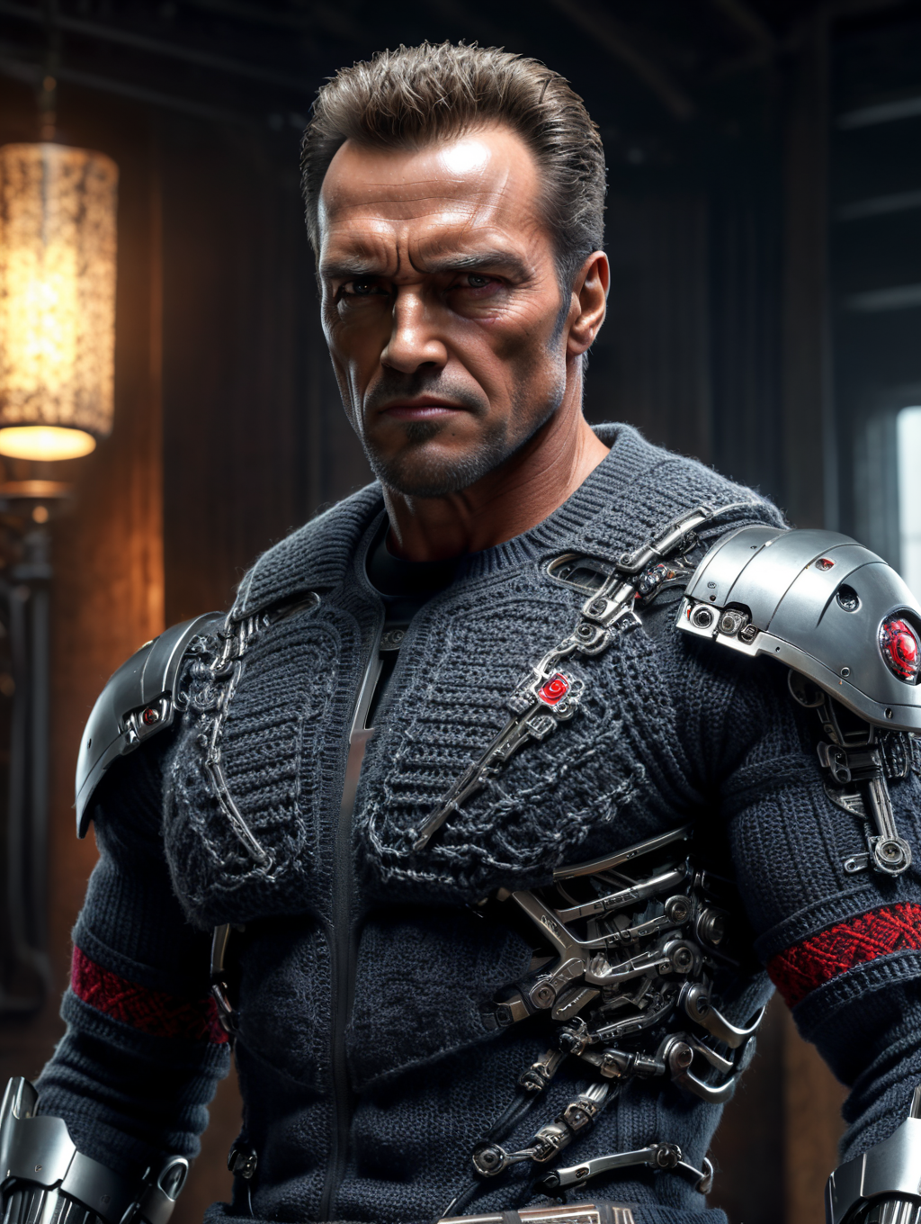 Premium Free ai Images | terminator wearing very hirsute crocheted ...