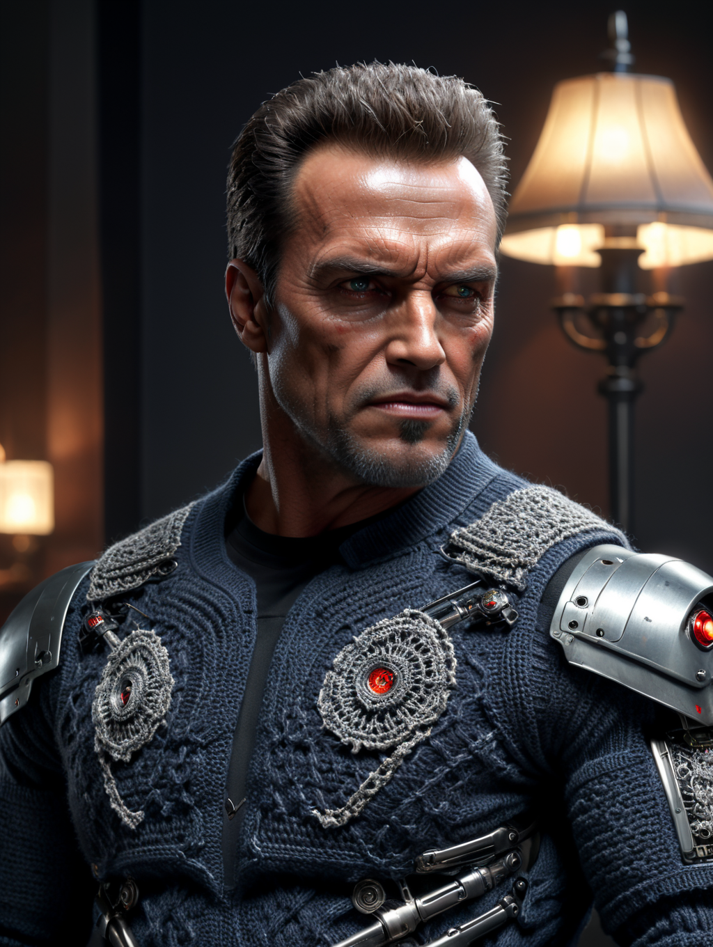 Premium Free ai Images | terminator wearing very hirsute crocheted ...