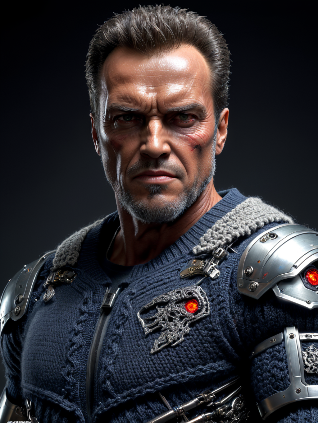 Premium Free ai Images | terminator wearing very hirsute crocheted ...