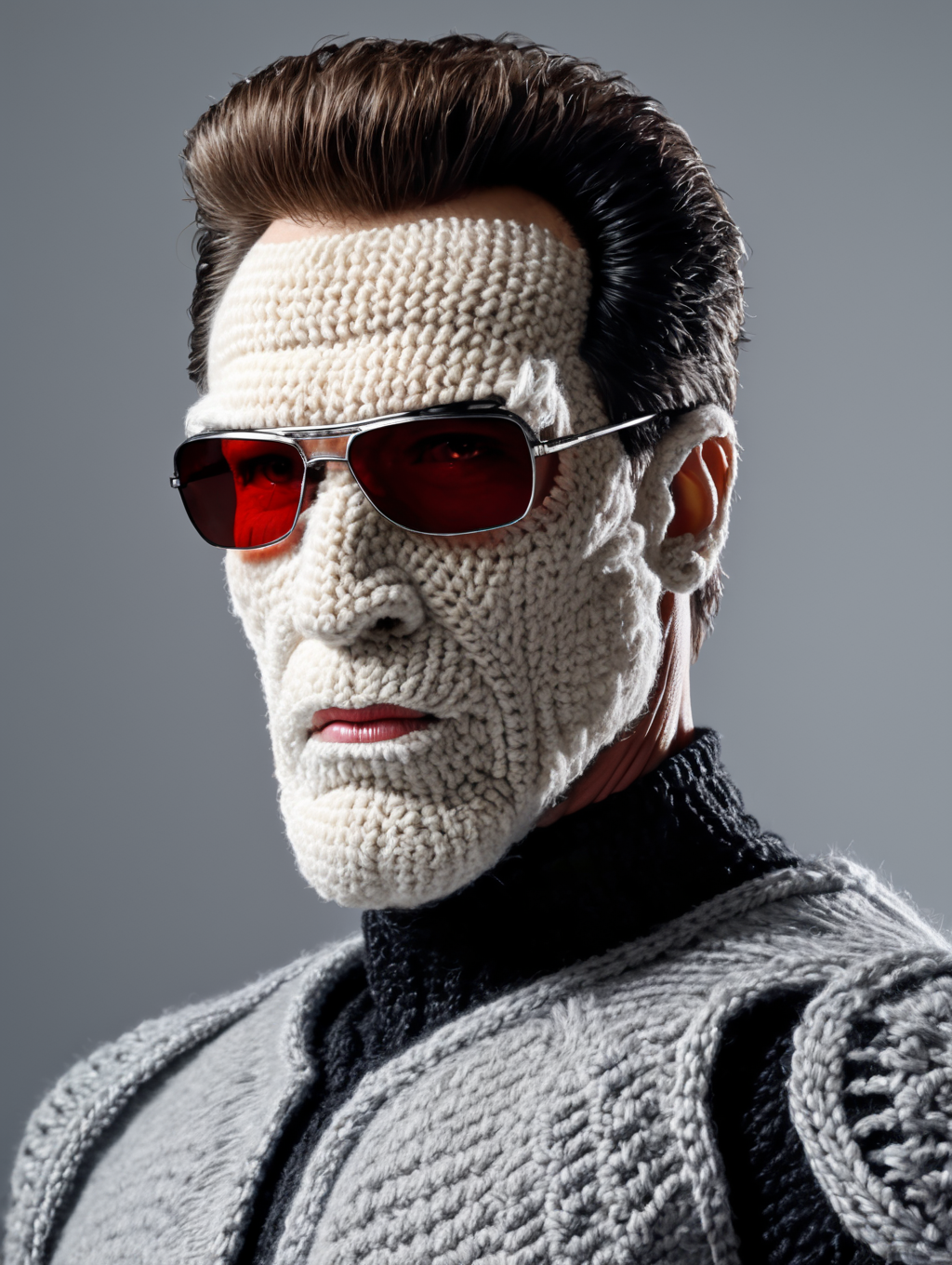 Premium Free ai Images | terminator wearing very hirsute crocheted ...