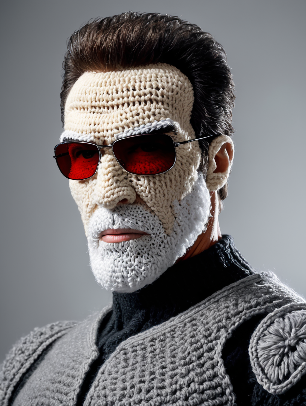 Premium Free ai Images | terminator wearing very hirsute crocheted ...
