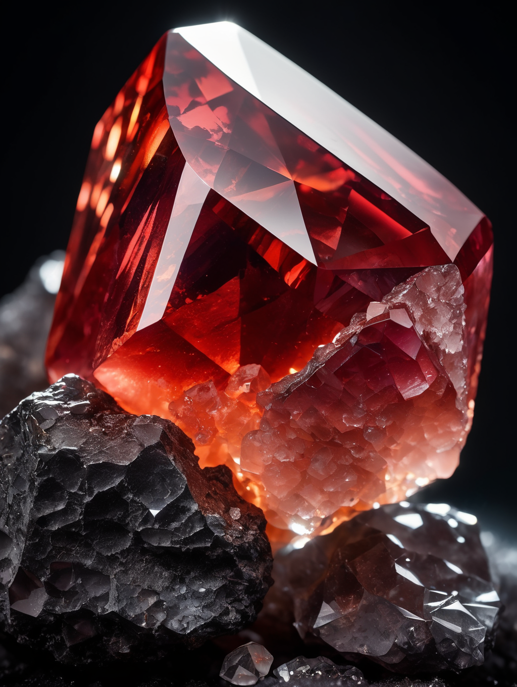 Premium Free ai Images | red rock crystal on dark background macro ...