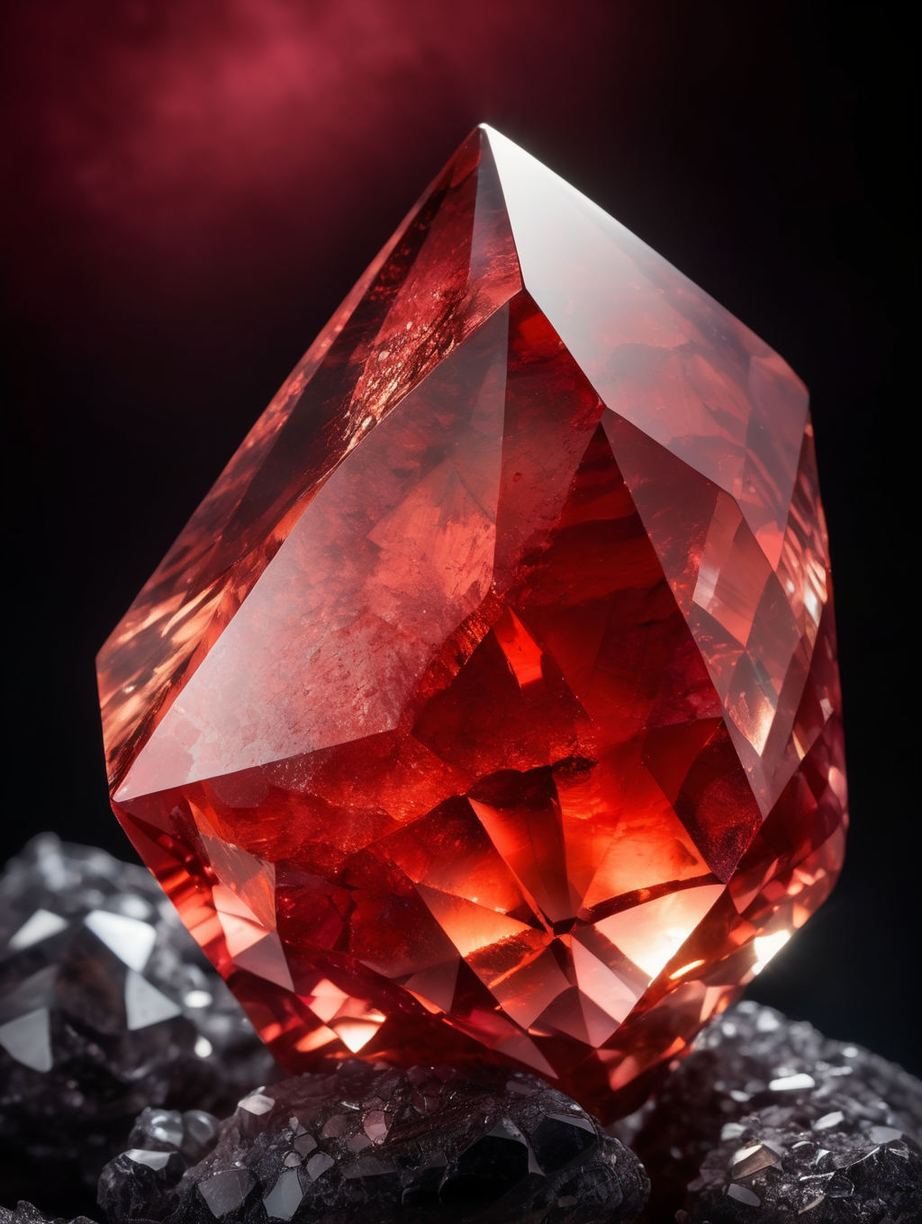 Premium Free ai Images | red rock crystal on dark background macro ...
