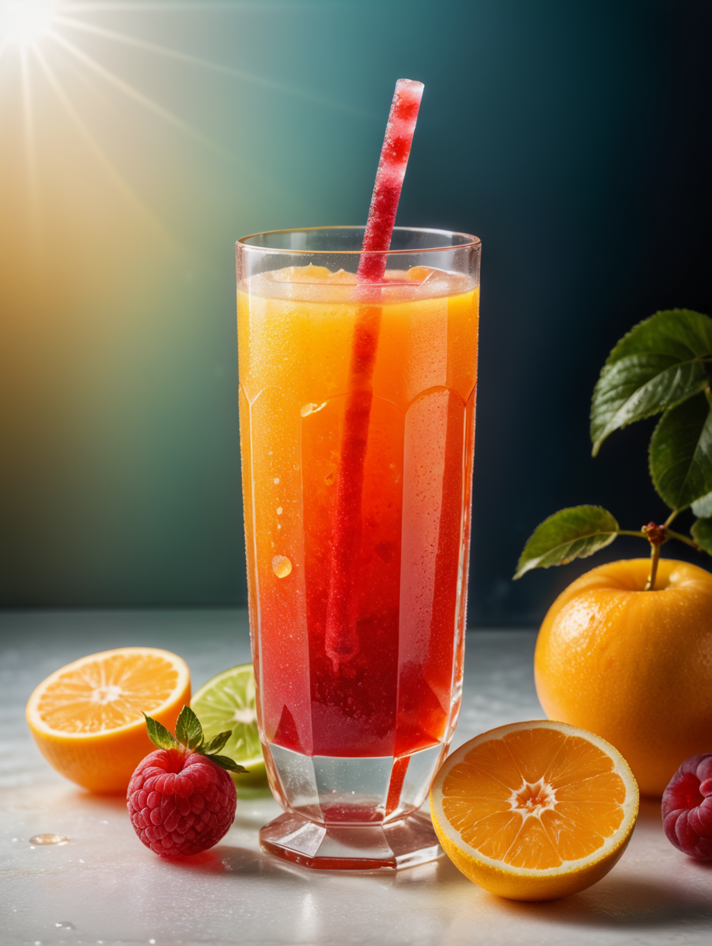 Premium Free ai Images | translucent frozen juice stick on stick bright ...