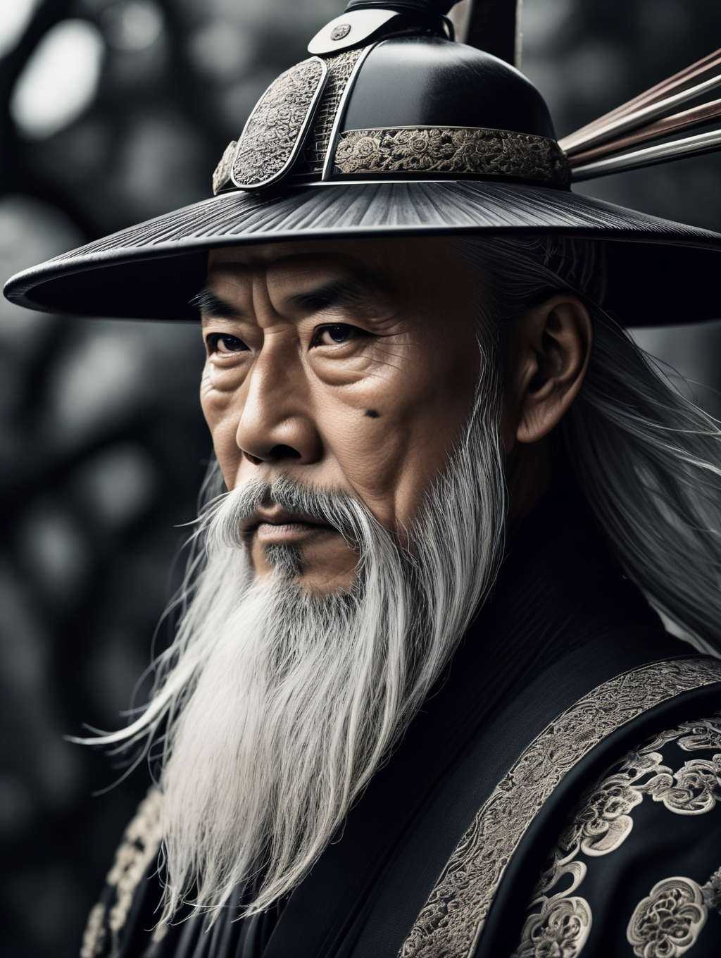 Premium Free ai Images | dark moody aesthetic wise old japanese samurai ...