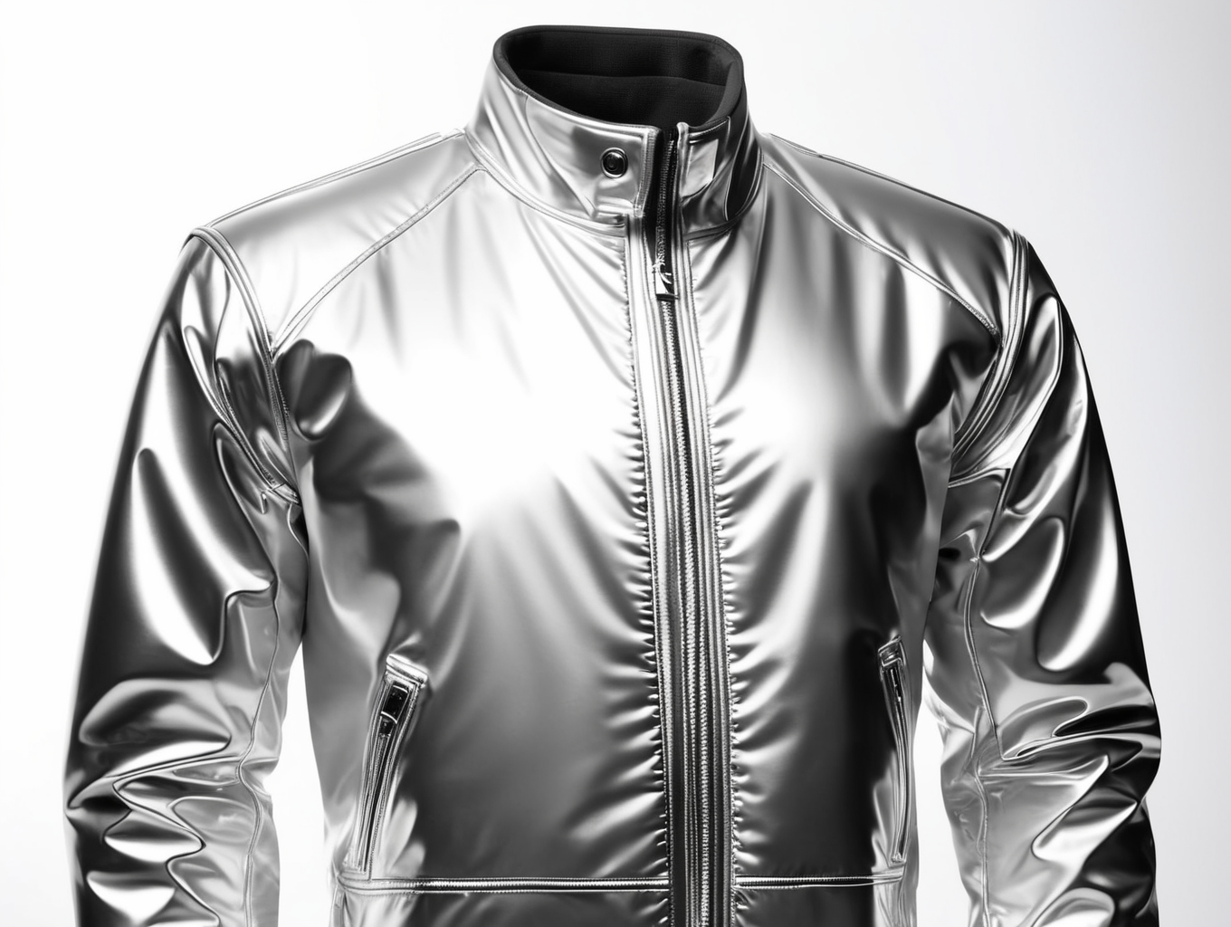 Premium Free ai Images | realistic photo of chrome shiny jacket ...