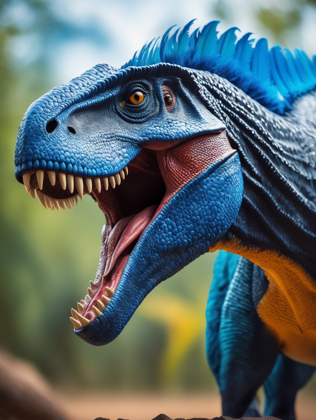 Premium Free ai Images | blue feathered tyrannosaurus rex vibrant ...