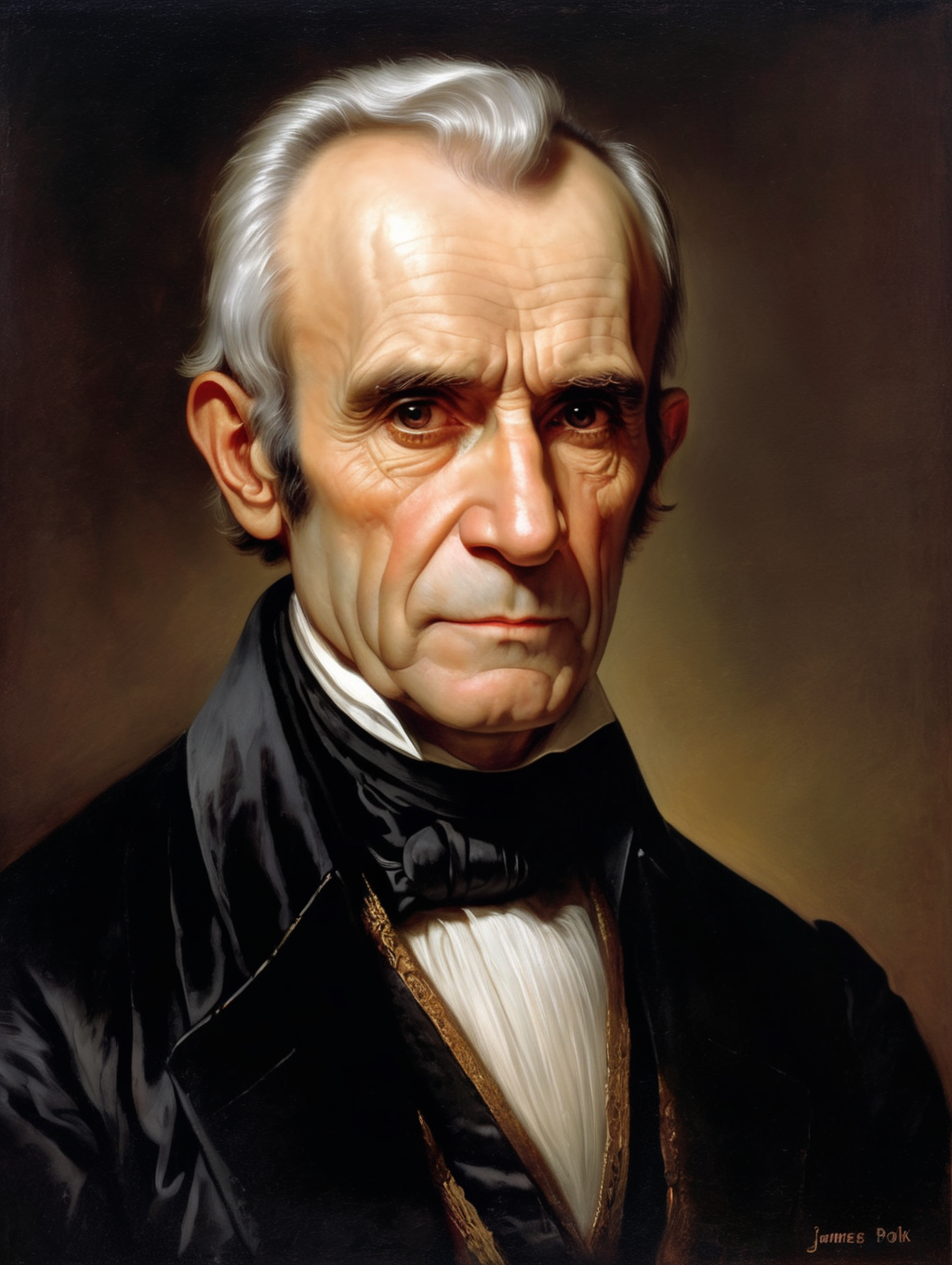 Premium Free ai Images | portrait of james polk by rembrandt ...