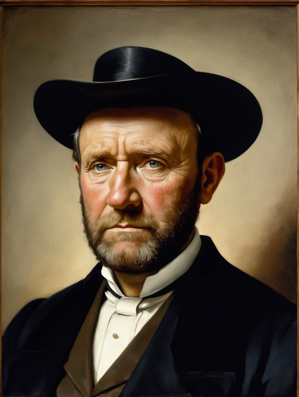 Premium Free ai Images | portrait of ulysses grant by rembrandt ...