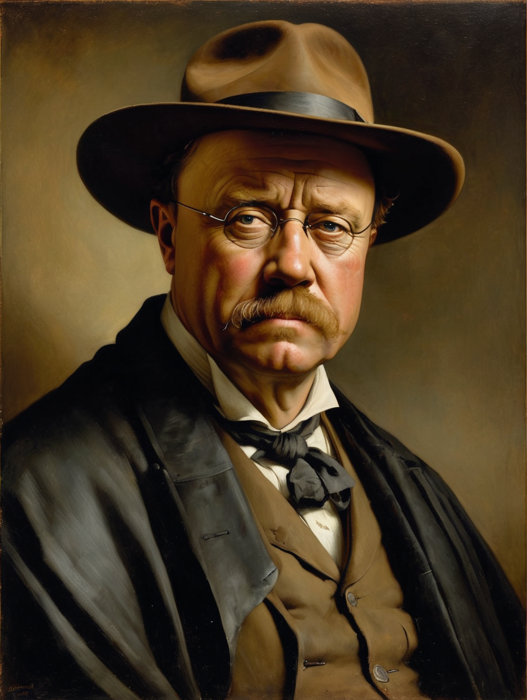 Premium Free ai Images | portrait of theodore roosevelt by rembrandt ...