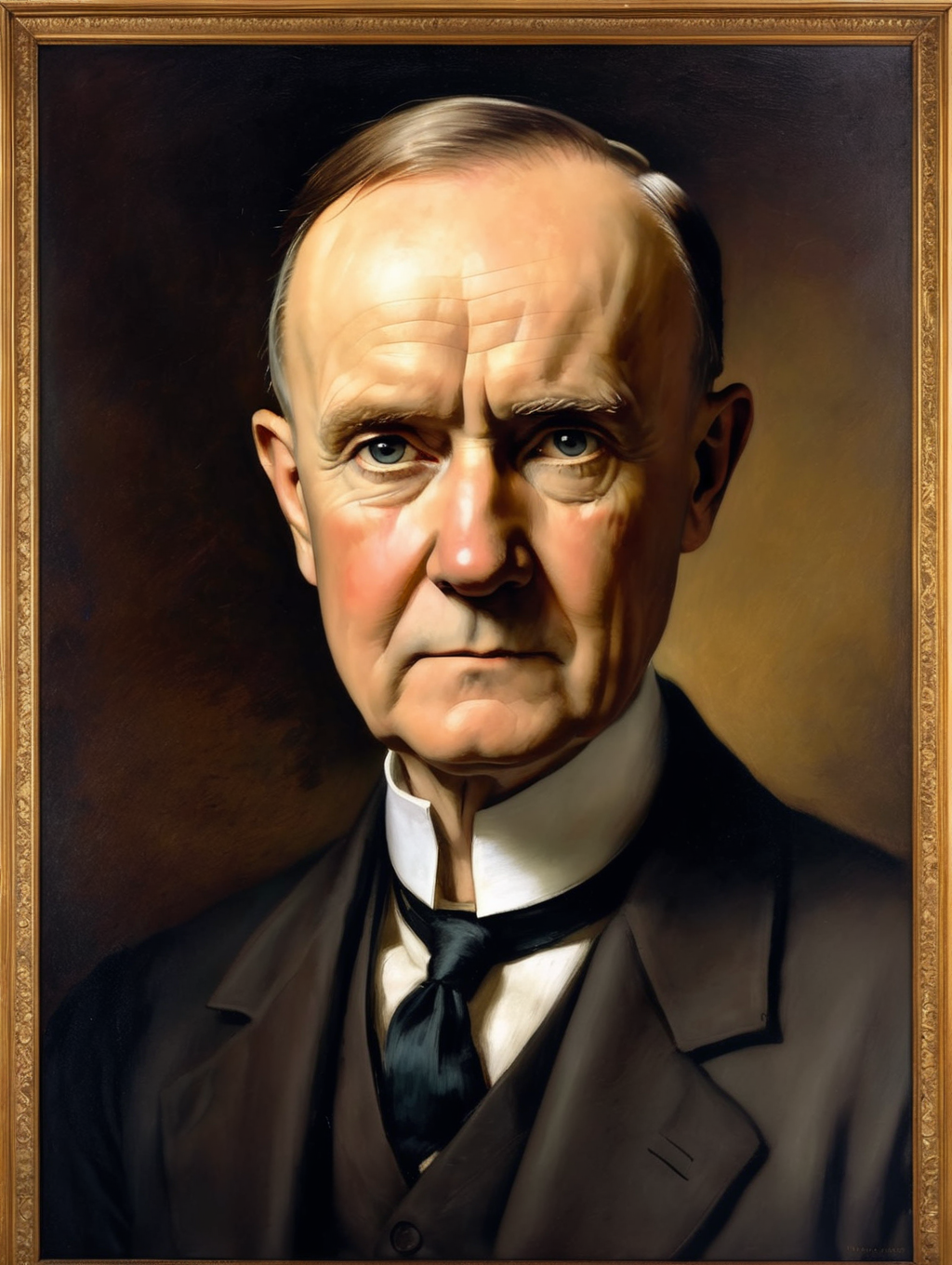 Premium Free ai Images | portrait of calvin coolidge by rembrandt ...