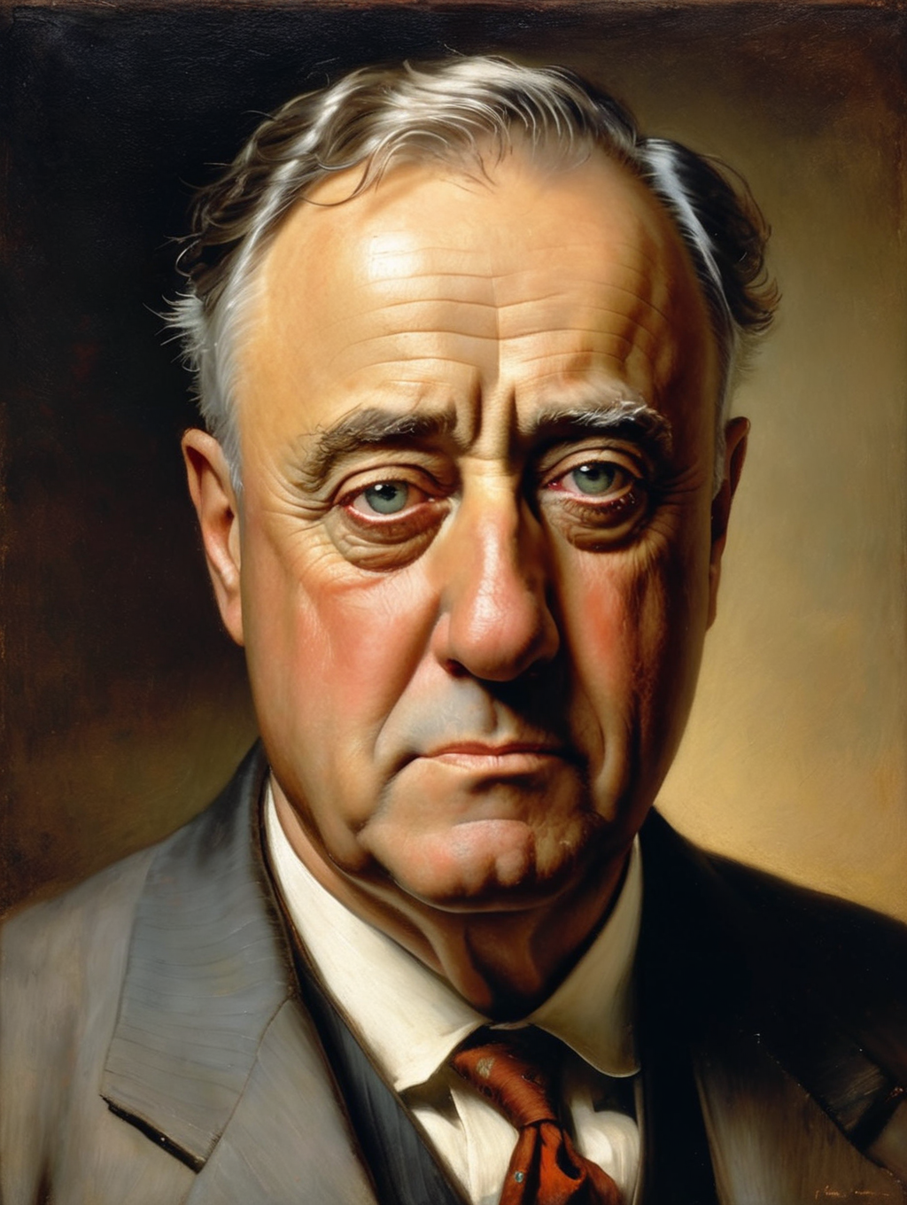 Premium Free ai Images | portrait of franklin roosevelt by rembrandt ...